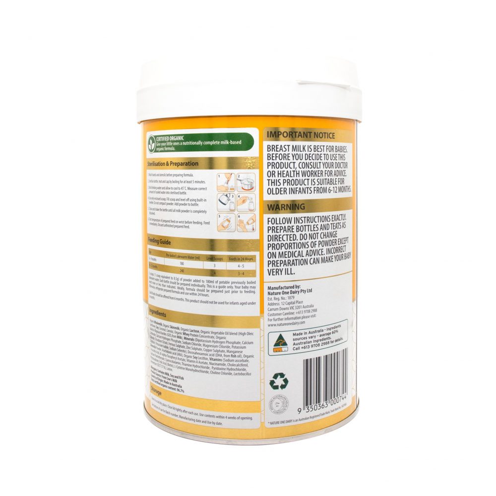 Nature One Dairy Organic Follow-On Formula Step 2 900g - Nature One Dairy®