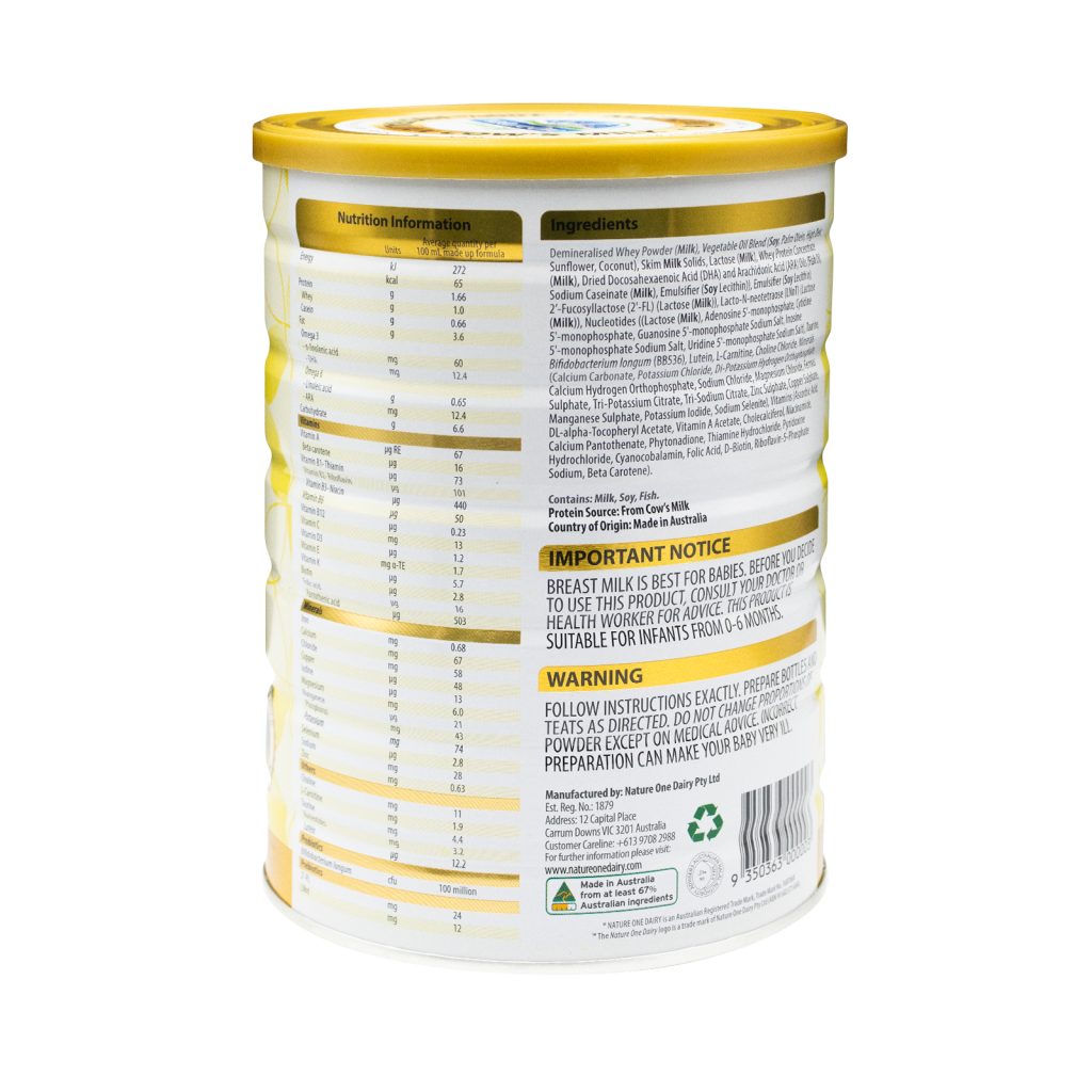 Nature One Dairy Premium with 2-MOs – Newborn Formula Step 1 900g ...