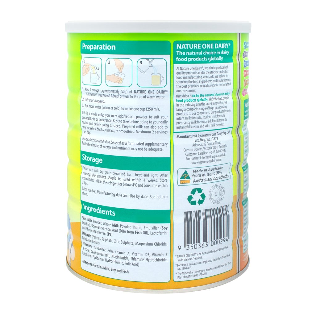 Nature One Dairy Fortiplus® Nutritional Adult formula 900g Low GI ...