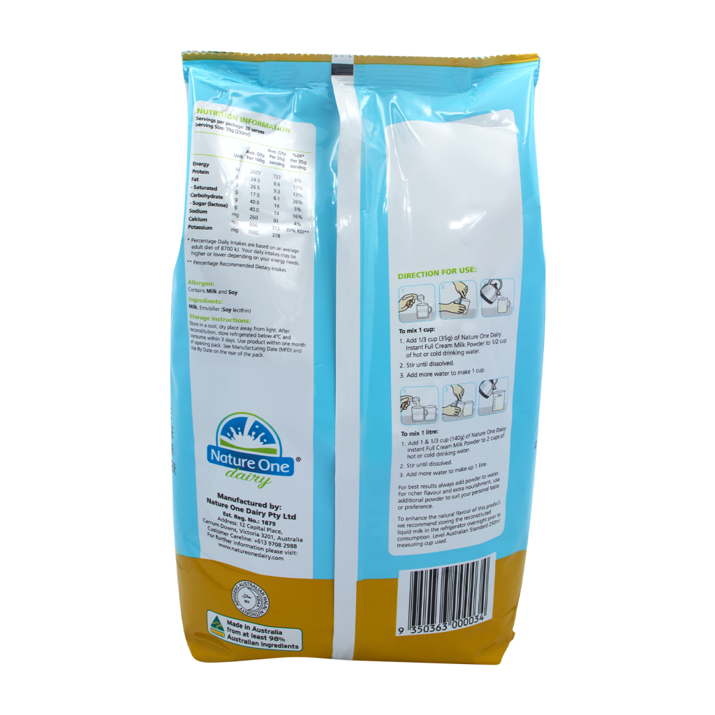 Nature One Dairy Instant Full Cream Milk Powder Doy Bag 1KG - Nature ...